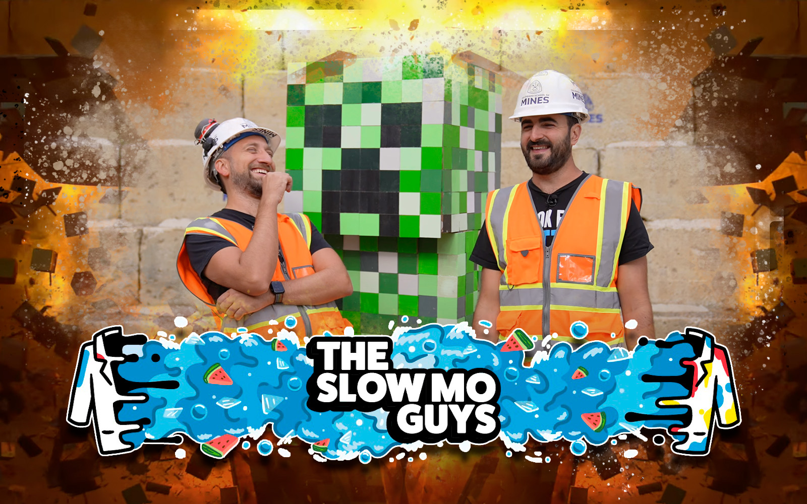 Life-Sized Slow Motion Minecraft Creeper Explosion – The Slow Mo Guys ...